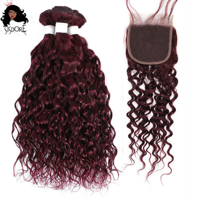 99J Burgundy Human Hair Bundles With Lace Closure & Frontals – SISDORE